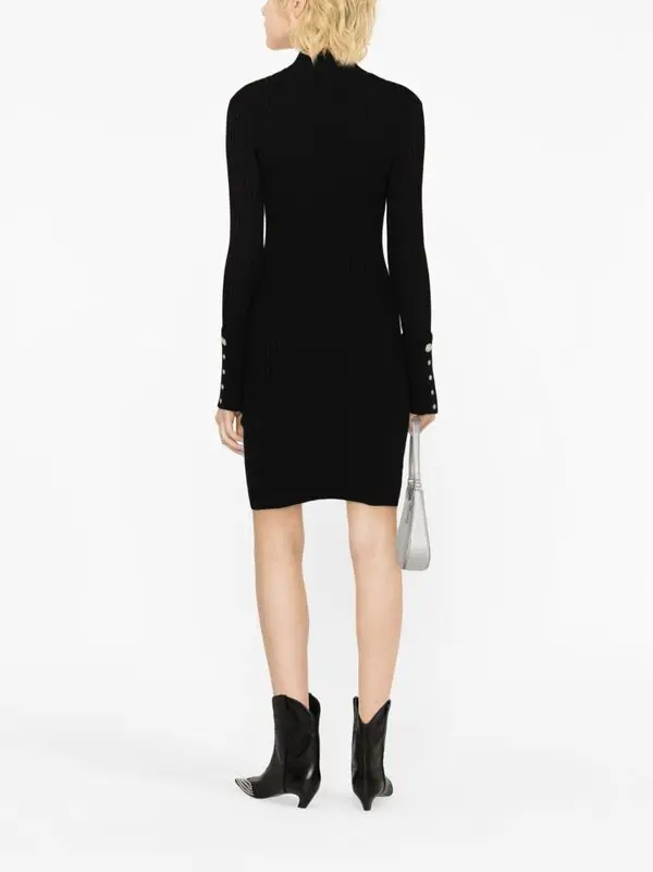 Rabanne High-neck Ribbed-knit Minidress