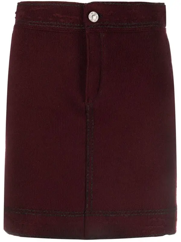 BARRIE Contrast-stitch Mini Skirt - Red