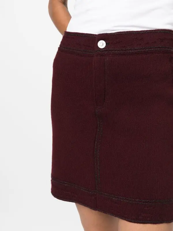 BARRIE Contrast-stitch Mini Skirt - Red