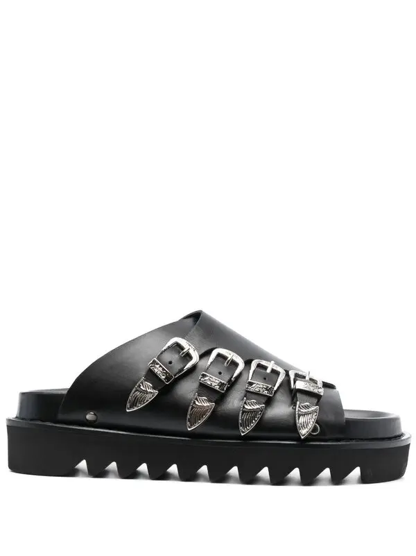Toga Western-buckle Leather Slides