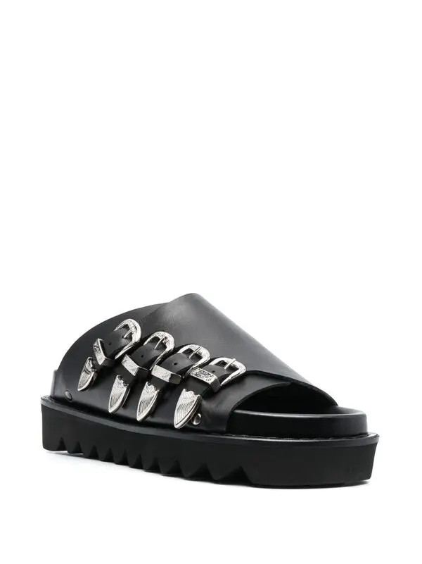 Toga Western-buckle Leather Slides