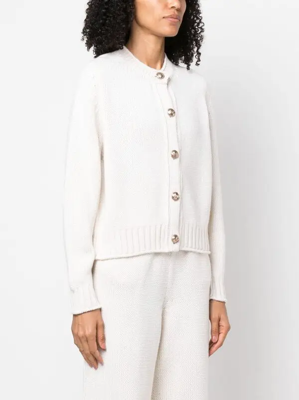 BARRIE Button-up Cashmere Cardigan - Neutrals