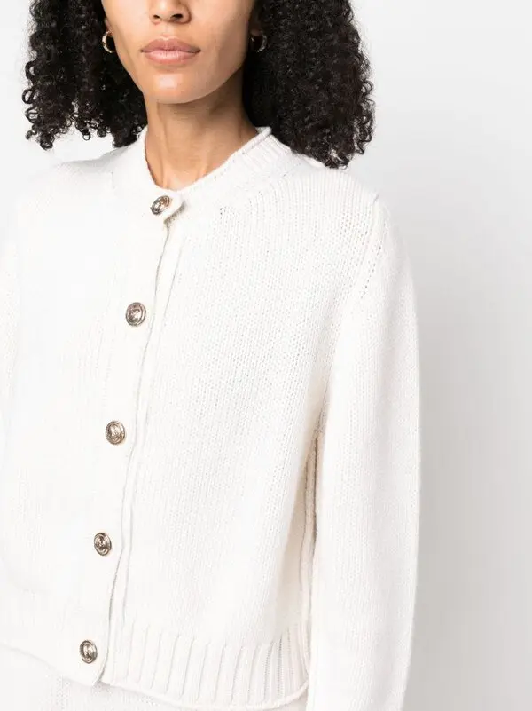 BARRIE Button-up Cashmere Cardigan - Neutrals