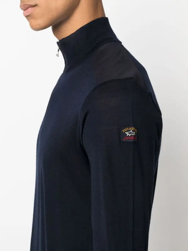 Paul & Shark Logo-patch Roll-neck Jumper - Blue