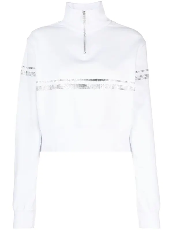 Gcds Logo-print Crystal-embellished Sweatshirt - White