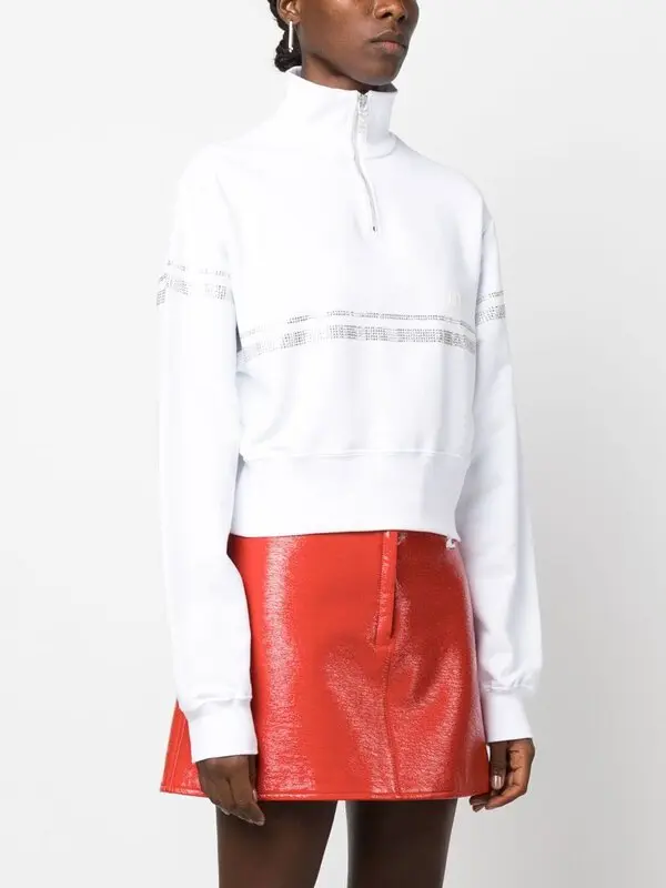 Gcds Logo-print Crystal-embellished Sweatshirt - White