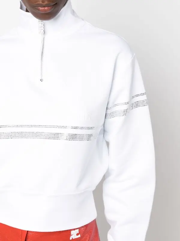 Gcds Logo-print Crystal-embellished Sweatshirt - White