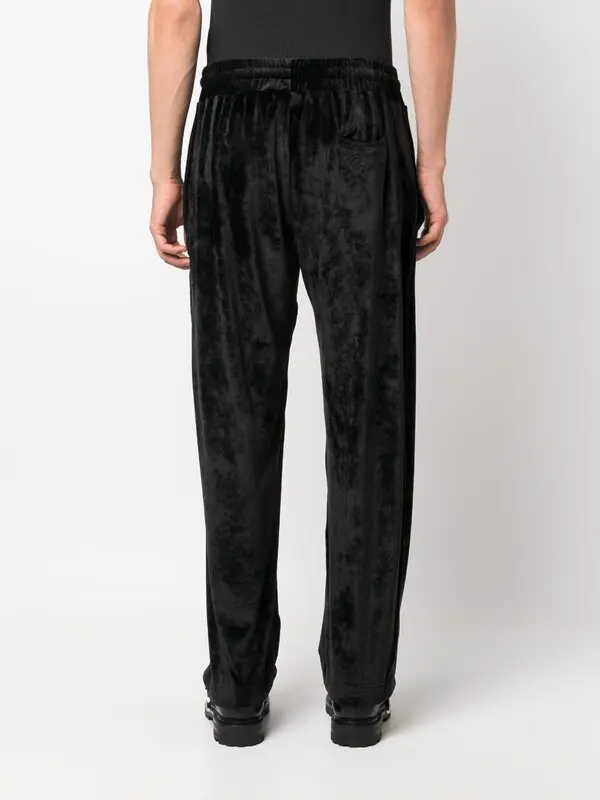 Gcds Logo-embroidered Velvet Trousers