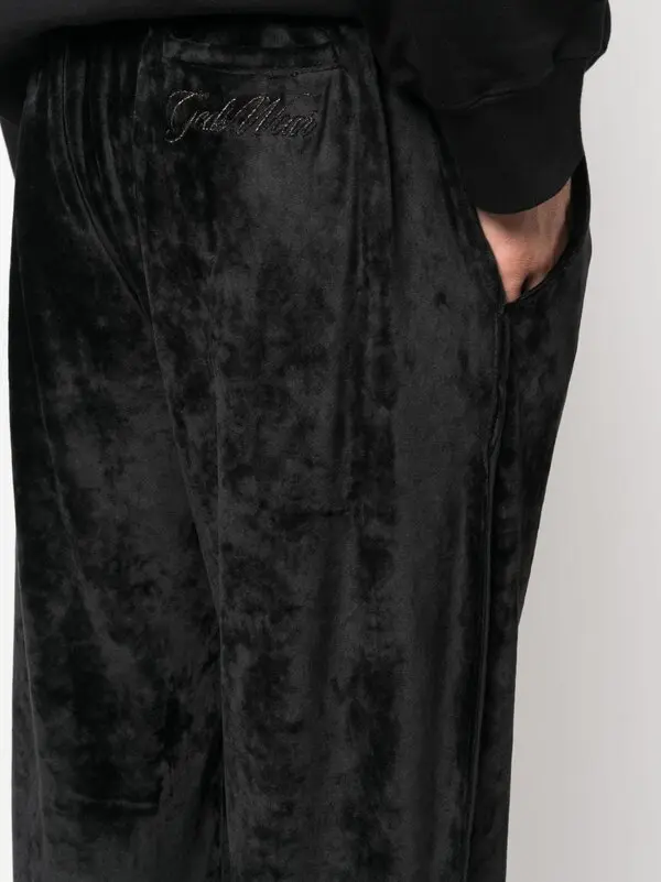 Gcds Logo-embroidered Velvet Trousers