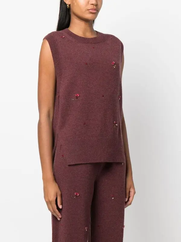 BARRIE Floral-embroidery Cashmere Jumper - Red