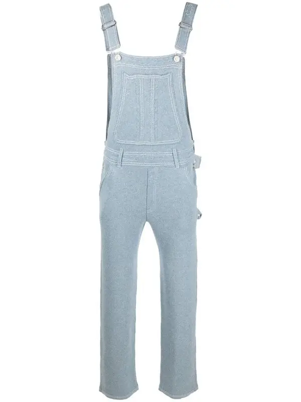BARRIE Cotton-cashmere Denim-effect Dungarees - Blue
