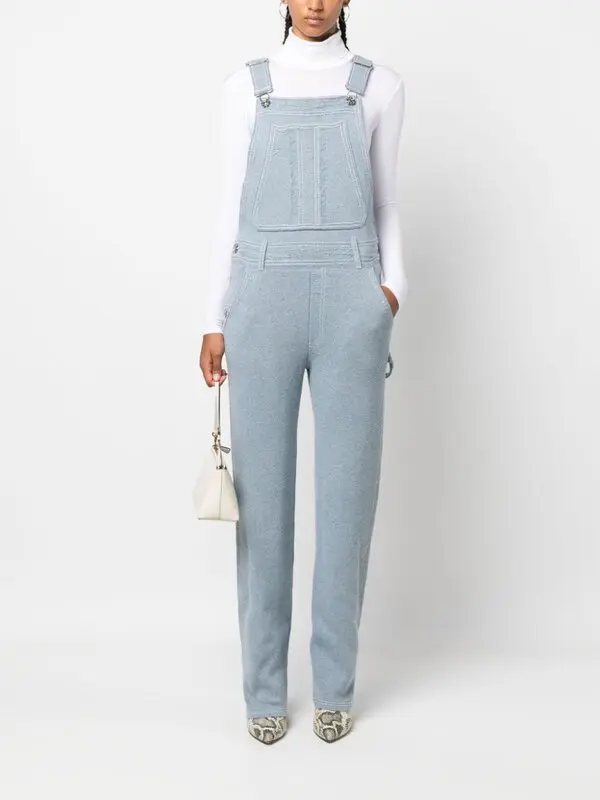 BARRIE Cotton-cashmere Denim-effect Dungarees - Blue
