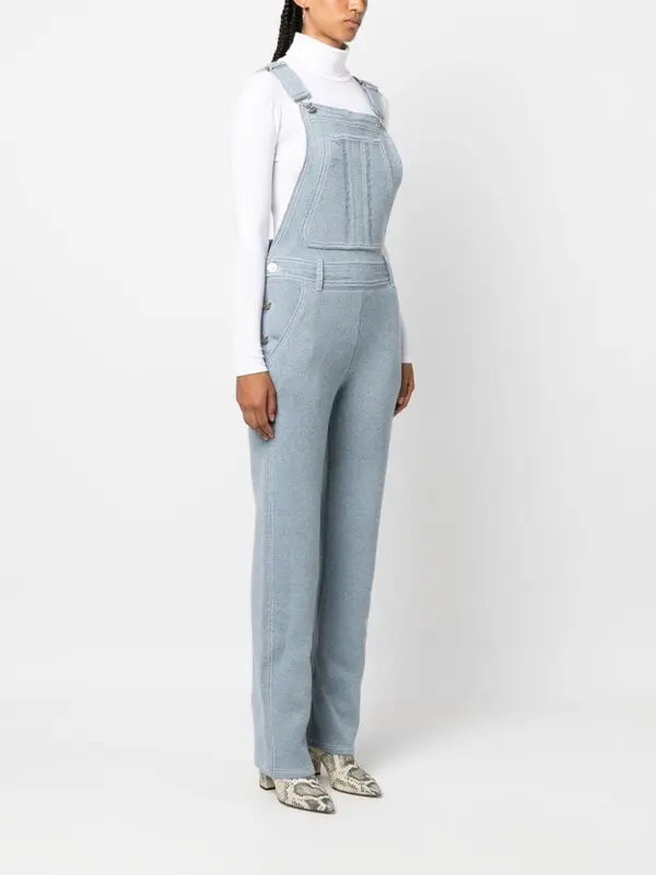 BARRIE Cotton-cashmere Denim-effect Dungarees - Blue