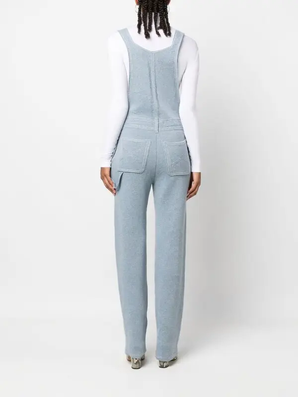 BARRIE Cotton-cashmere Denim-effect Dungarees - Blue