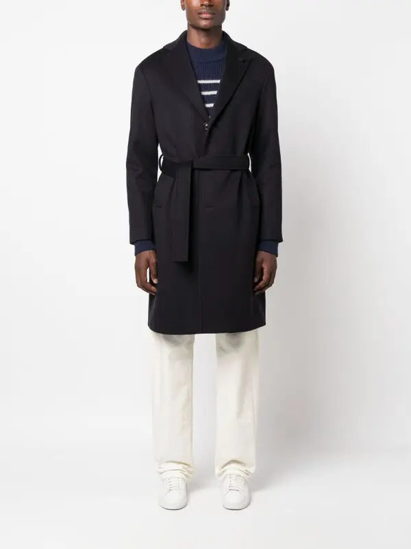 LARDINI Tied-waist Wool Coat