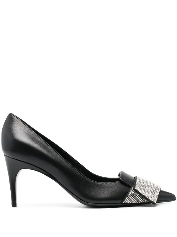 SERGIO ROSSI 80mm Crystal-embellished Leather Pumps