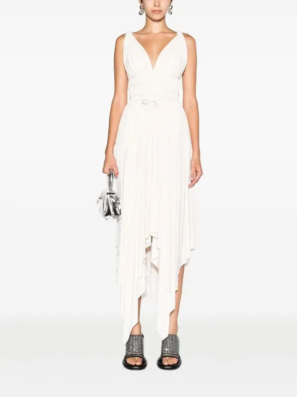 Norma Kamali Goddess V-neck Draped Midi Dress