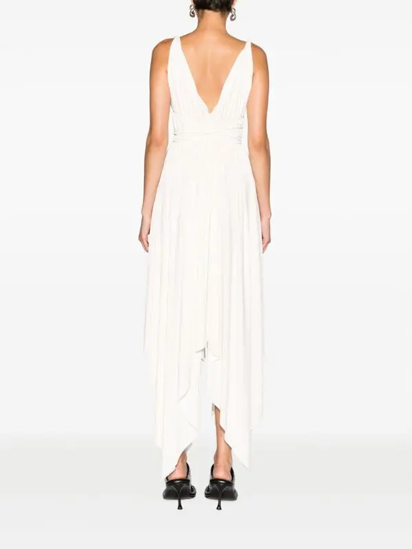 Norma Kamali Goddess V-neck Draped Midi Dress
