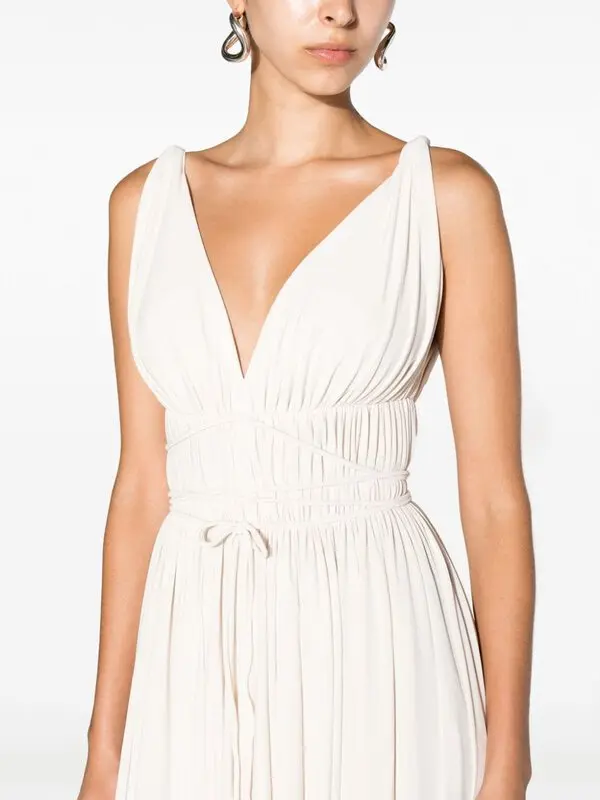 Norma Kamali Goddess V-neck Draped Midi Dress
