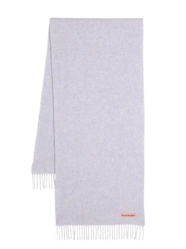 Acne Studios Logo-tag Fringed Wool Scarf - Purple