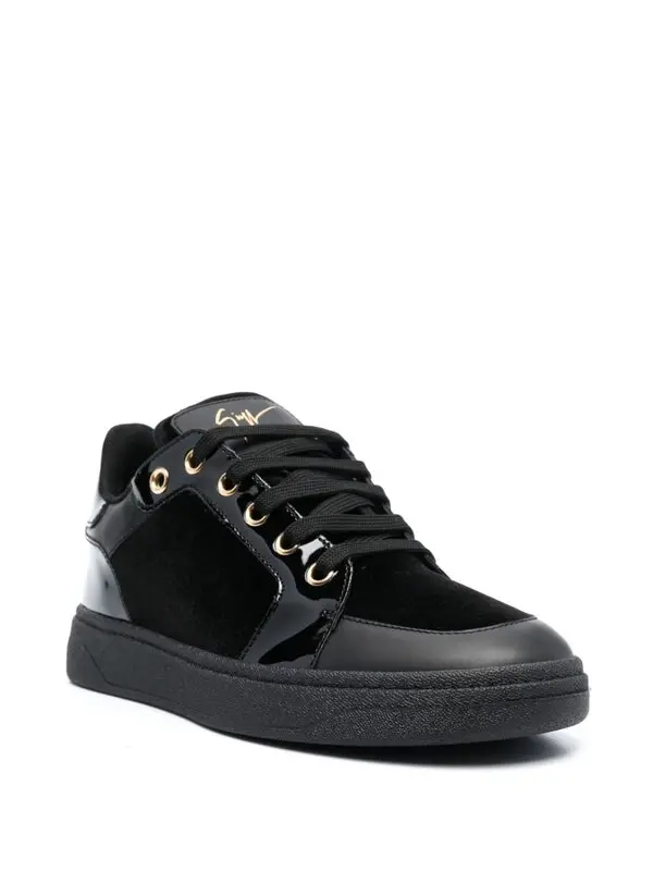 GIUSEPPE ZANOTTI Velvet Lace-up Low-top Sneakers - Black