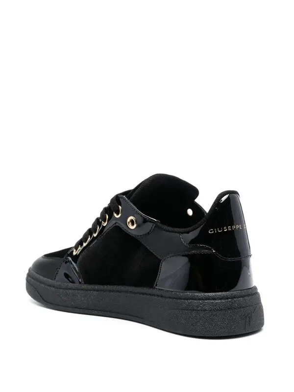 GIUSEPPE ZANOTTI Velvet Lace-up Low-top Sneakers - Black