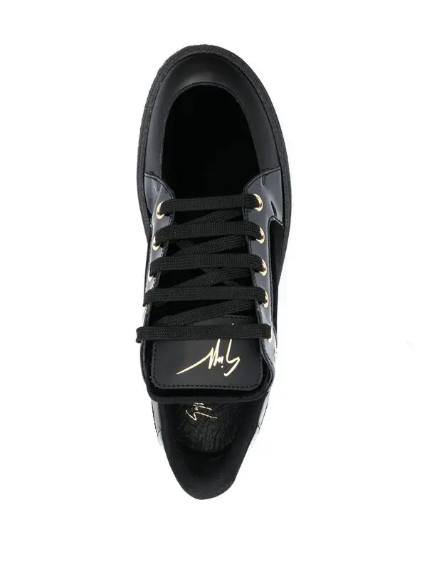GIUSEPPE ZANOTTI Velvet Lace-up Low-top Sneakers - Black