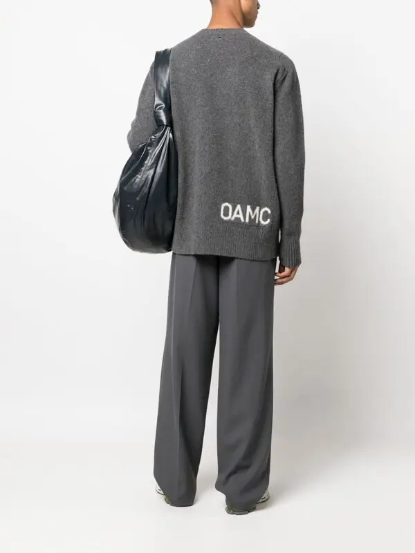 OAMC Logo Intarsia-knit Wool Jumper - Grey