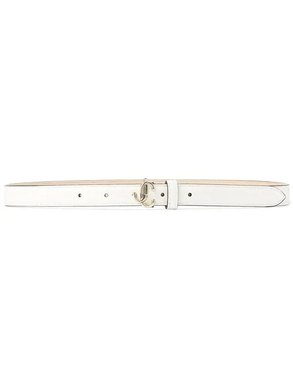 JIMMY CHOO Helina Logo-buckle Belt - White