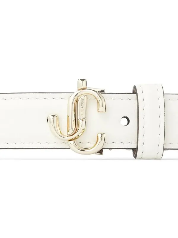 JIMMY CHOO Helina Logo-buckle Belt - White