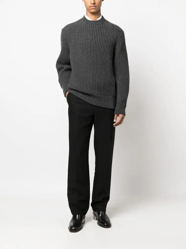 Alexander McQueen Ribbed-knit Wool Jumper - Grey