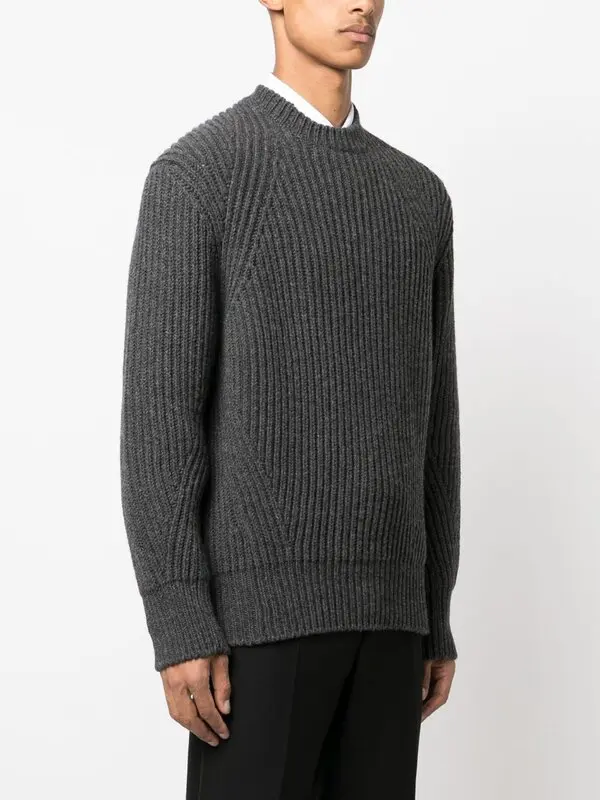 Alexander McQueen Ribbed-knit Wool Jumper - Grey
