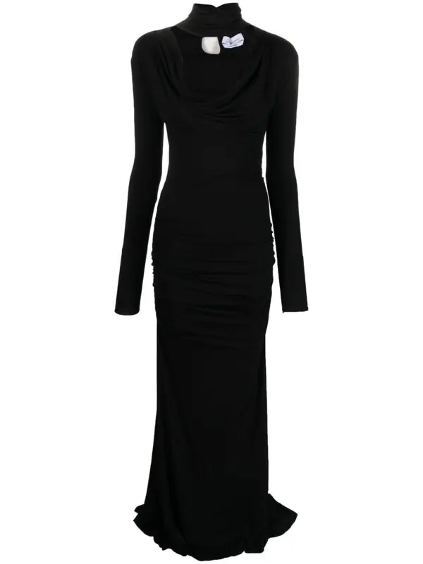 Blumarine Cowl Neck Stretch Jersey Gown