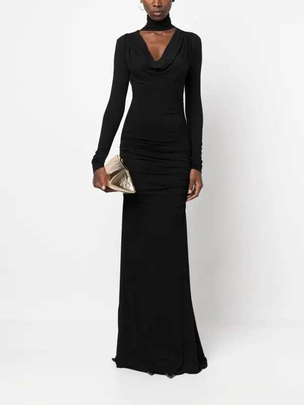 Blumarine Cowl Neck Stretch Jersey Gown