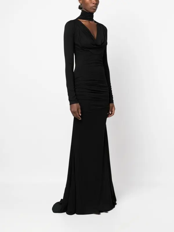Blumarine Cowl Neck Stretch Jersey Gown