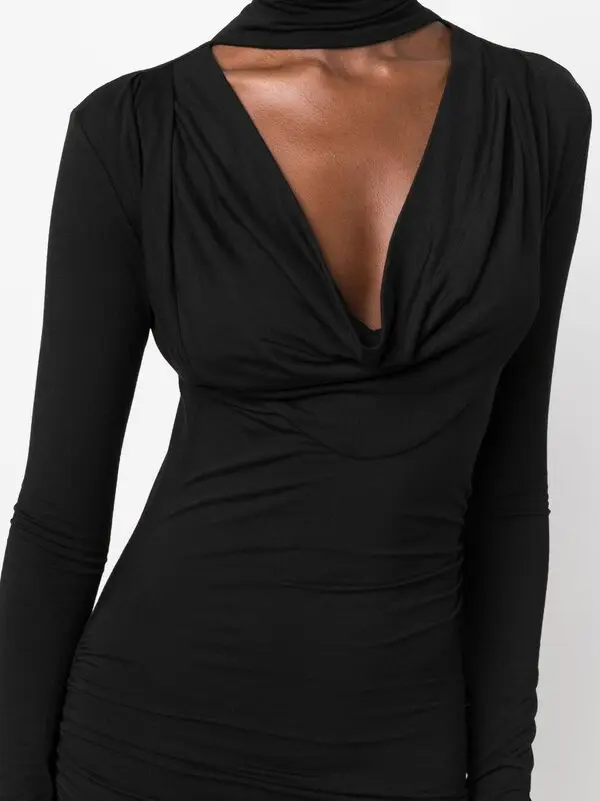 Blumarine Cowl Neck Stretch Jersey Gown