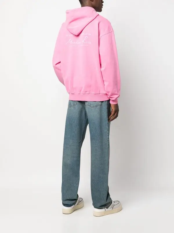 Martine Rose Logo-print Cotton Hoodie - Pink