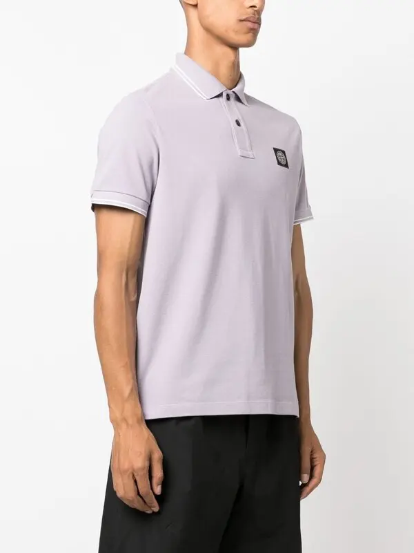 Stone Island Logo-appliqué Polo Shirt - Purple