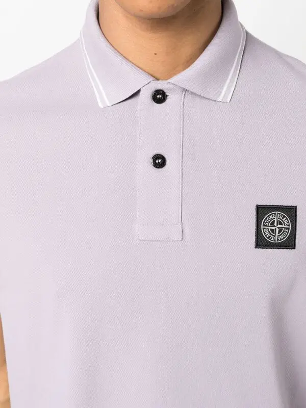 Stone Island Logo-appliqué Polo Shirt - Purple