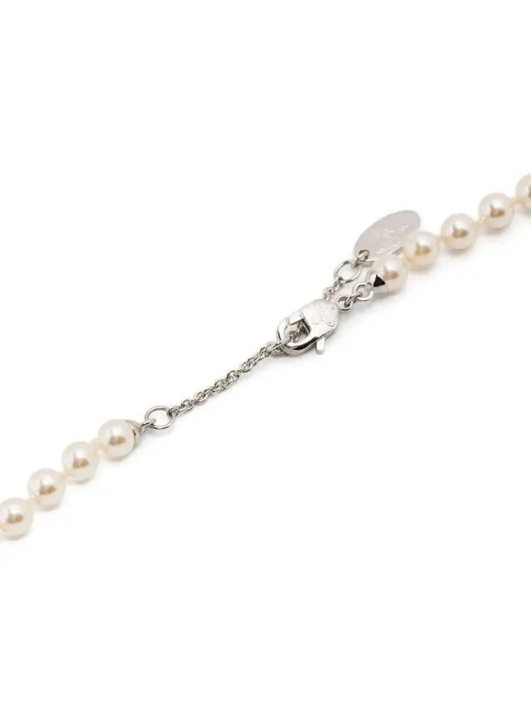 VIVIENNE WESTWOOD Mini Bas Relief Pearl Necklace - Silver