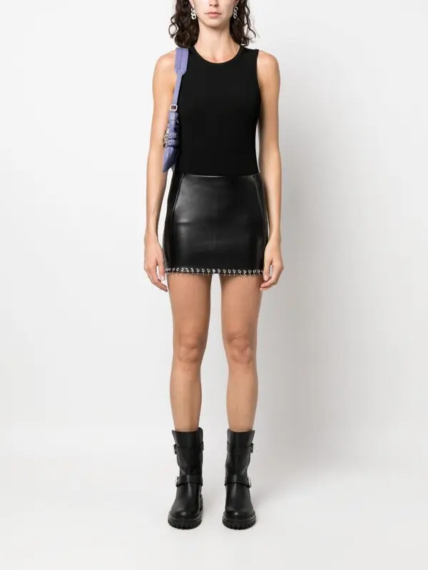 Patrizia Pepe Ring-detailing Faux Leather Miniskirt