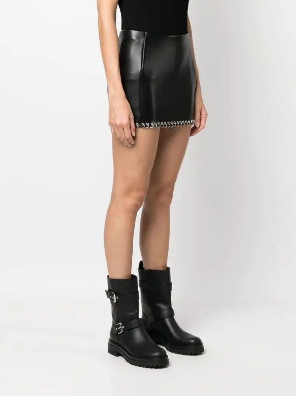 Patrizia Pepe Ring-detailing Faux Leather Miniskirt