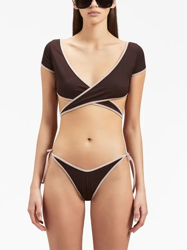 Palm Angels Cap-sleeve Wrap Bikini Top