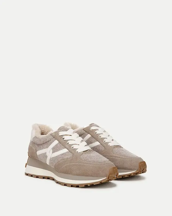 Veronica Beard Valentina Shearling Sneakers - Grey