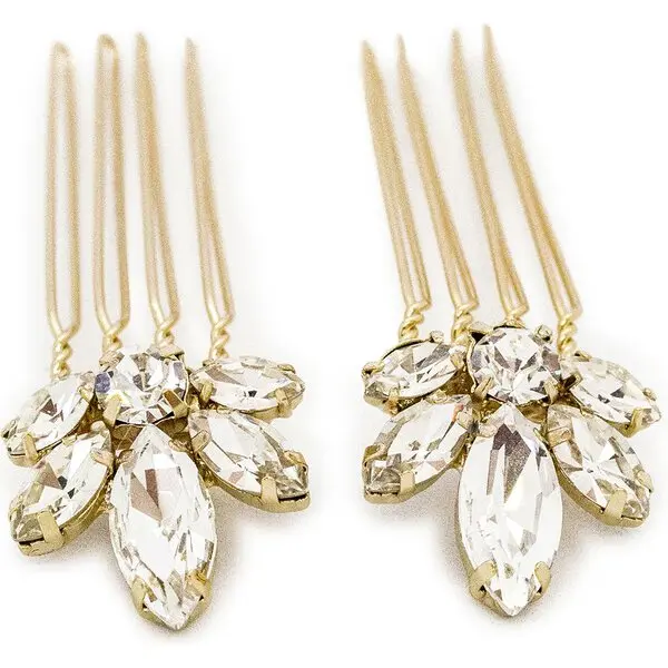 Brides & Hairpins Kenji Set Of 2 Crystal Combs - Gold