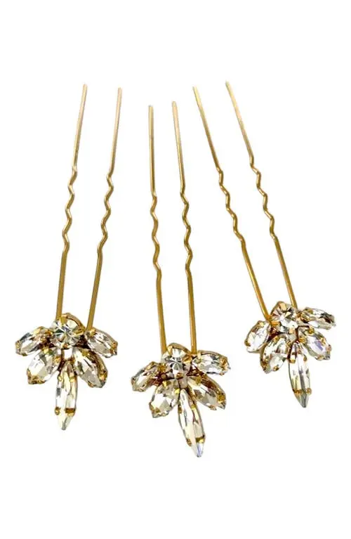 Brides & Hairpins Coco Crystal Hair Pins Set Of 3 - Gold