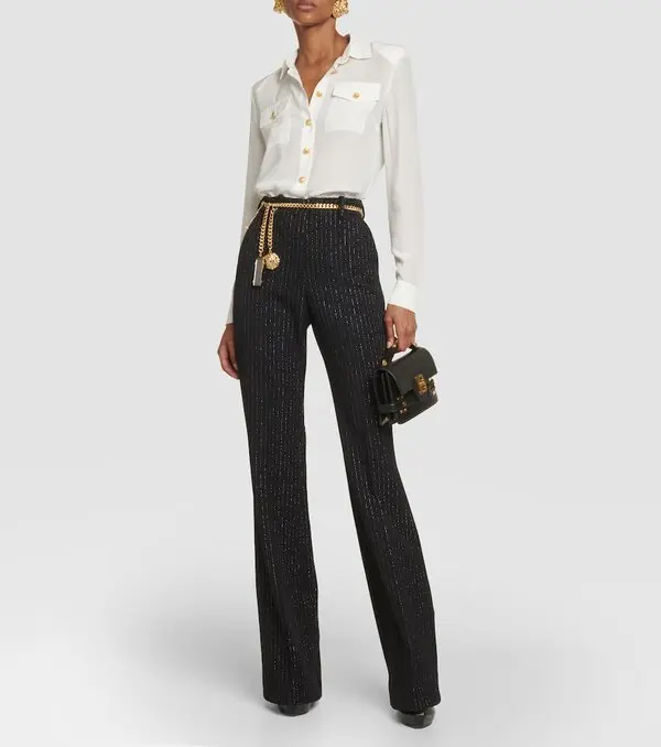 Balmain Crepe De Chine Shirt With Buttoned Pockets - White