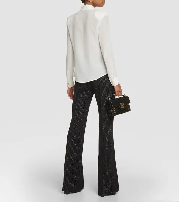 Balmain Crepe De Chine Shirt With Buttoned Pockets - White