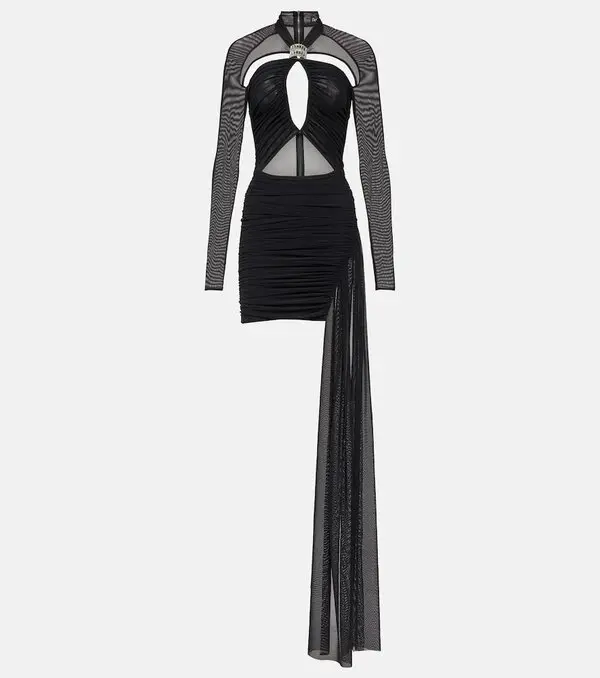 David Koma Asymmetric Cutout Mini Dress - Black