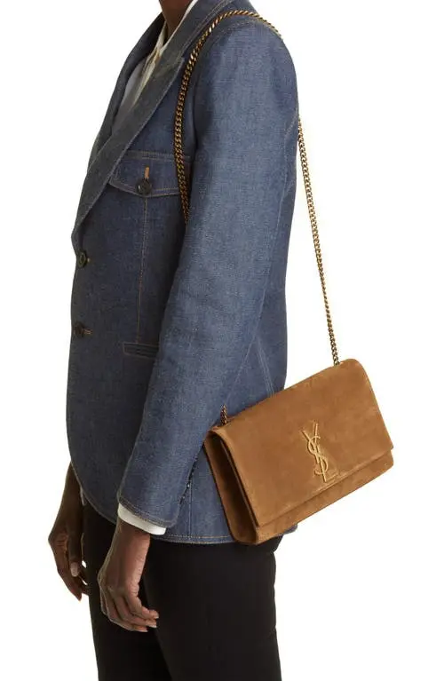 Saint Laurent Medium Kate Suede Shoulder Bag